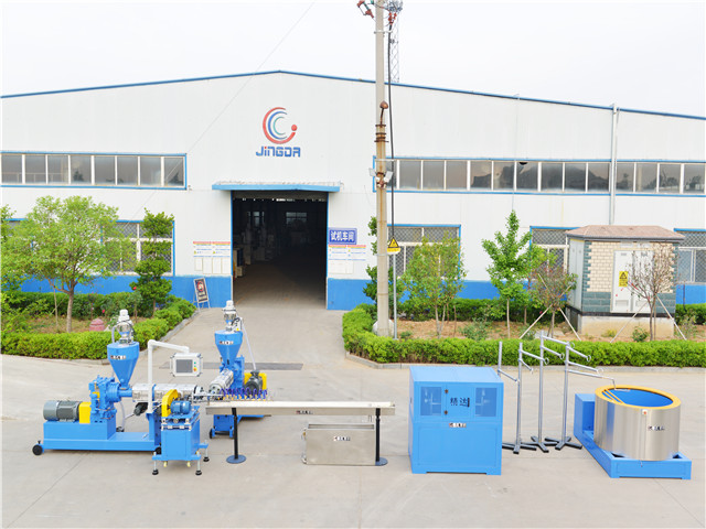 Spiral PVC hose line with haul-off and winder